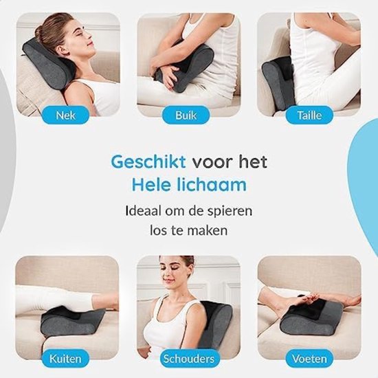 Massagekussen draadloos - Massage kussen - Massagekussen nek en rug ...