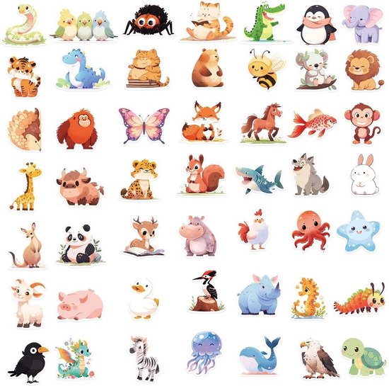 Lieve Dieren Stickers 50 Stuks | Animals Stickers | Aap | Leeuw | Paard | Konijn |... | bol