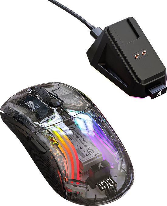 ATTACK SHARK X2pro Draadloze Gaming Muis - RGB-oplaadstation ...