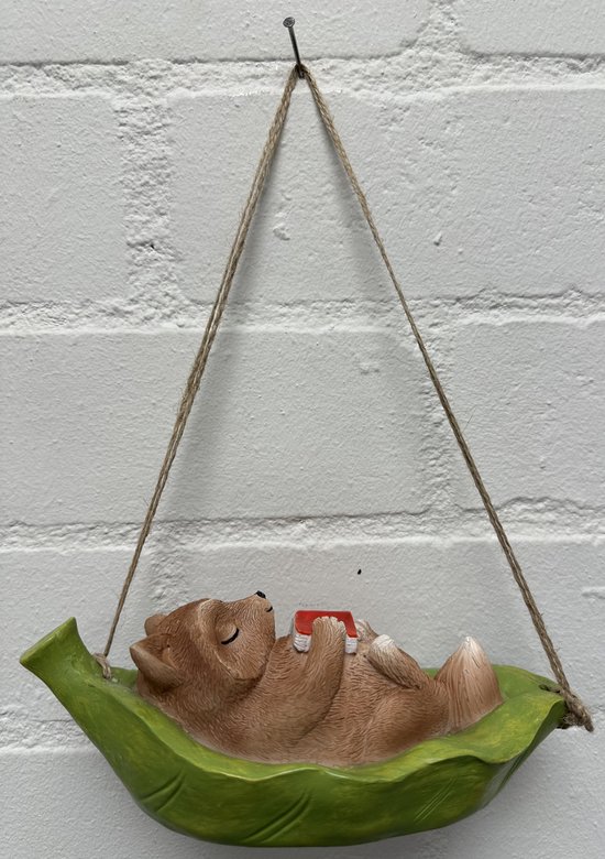 Polyresin hangend slapend dier "vos" - meerkleurig - hoogte 29x20x11 cm ...
