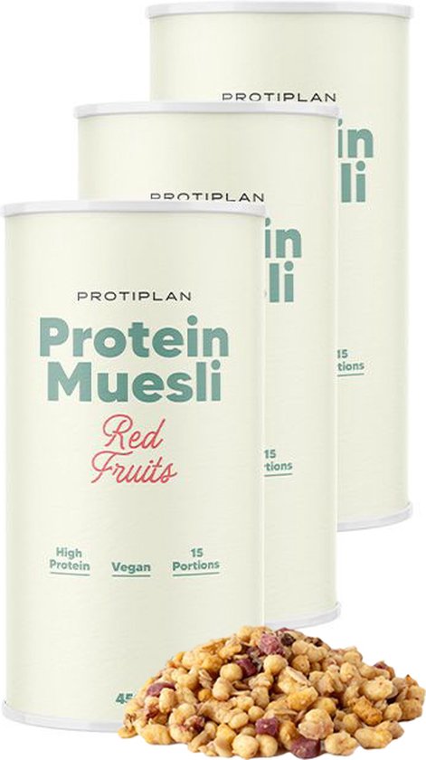 Protiplan | Protein Muesli Rode Bessen | 3 Stuks | 3 x 450 gram | bol