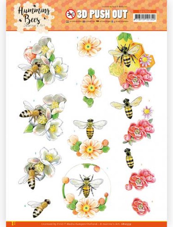 3D Push Out - Jeanine's Art - Humming Bees -Bee Queen | bol