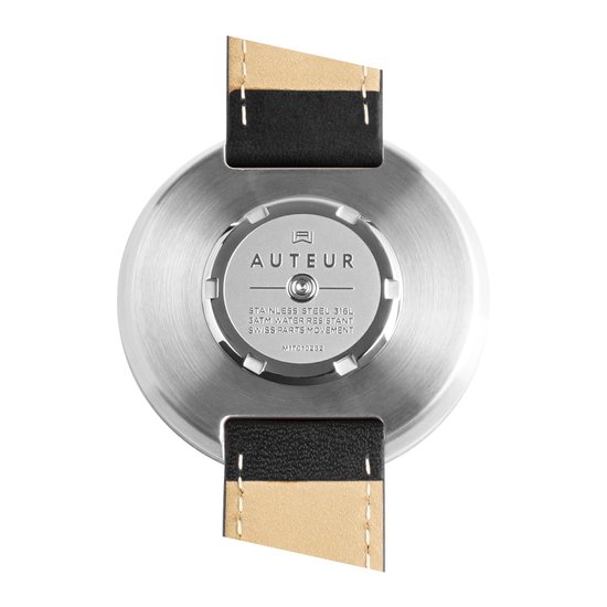 Auteur Watches Revolution I - Swiss Made Houten Herenhorloge Zwart Leer ...