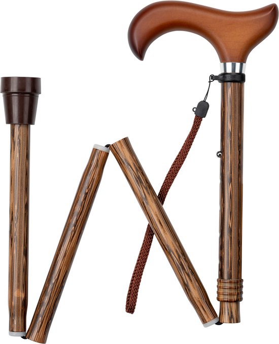 MultiMotion wandelstok opvouwbaar met hout print - Met ergonomisch ...