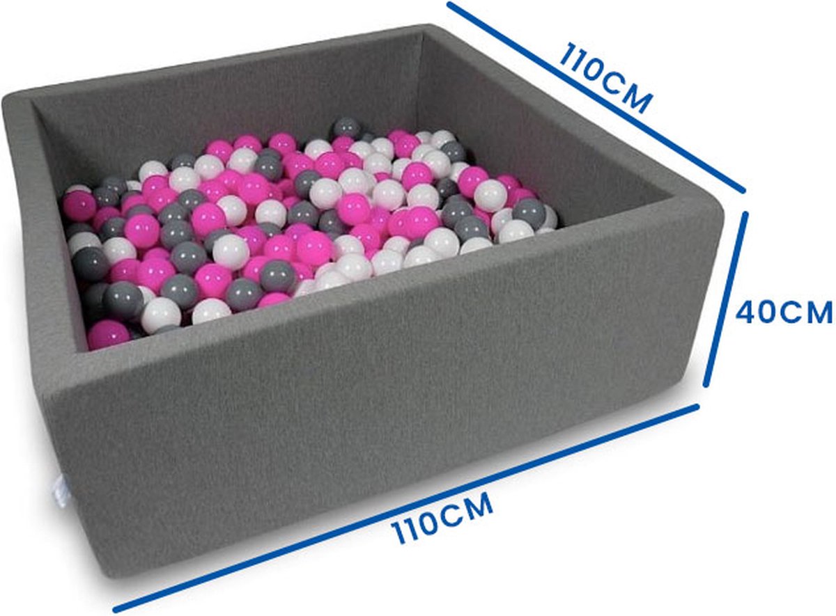 Ballenbak - 600 ballen - 110 x 110 cm - ballenbad - vierkant donker ...
