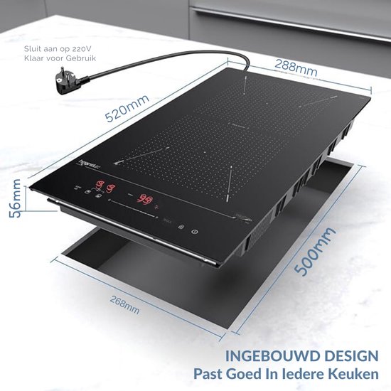 Inductie Kookplaat Inbouw – 2 Flex Zones – Energiebesparend Design ...