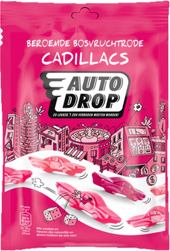 Autodrop - Snoep - Beroemde Bosvruchtrode Cadillacs - 16 zakjes - 150 ...