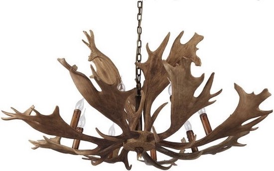 Wild’nChic - Luxe Kroonluchter Rendier Gewei - 6 Lichts - Bruin - E27 ...
