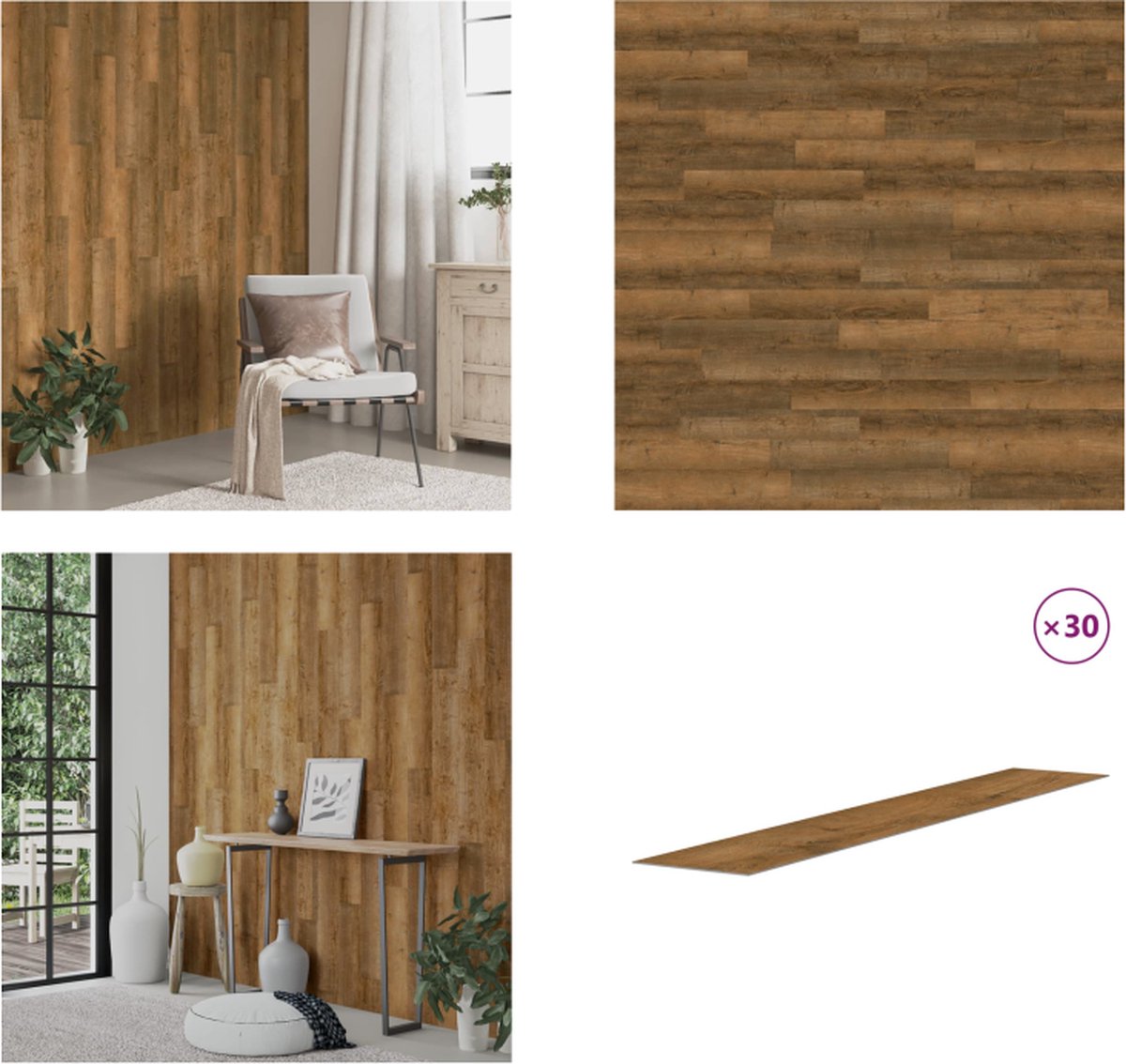 vidaXL Wandpanelen houtlook 4-12 m² PVC bruin - Wandpaneel ...