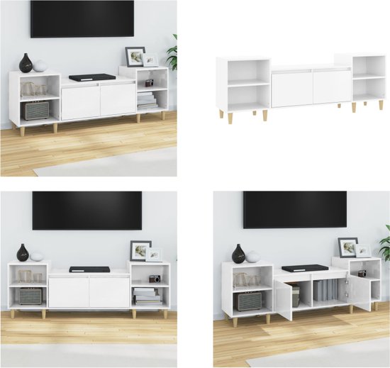 vidaXL Tv-meubel 160x35x55 cm bewerkt hout hoogglans wit - Tv-kast - Tv ...