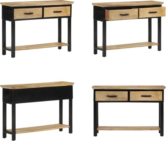 vidaXL Wandtafel 110x30x75 cm massief ruw mangohout - Wandtafel ...