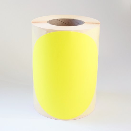 Blanco Stickers op rol 200mm rond - 500 etiketten per rol - Geel | bol