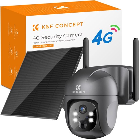 K&F Concept - 4MP LTE Bewakingscamera met SD-kaartsleuf - Bewegingsdetectie -... | bol