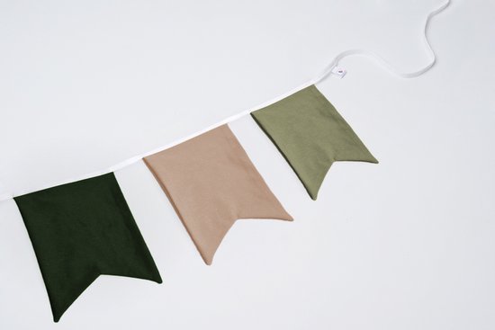 FraaiGaaf - Vlaggenlijn van stof - 2 meter - Groen / Bruin vlaggetjes ...