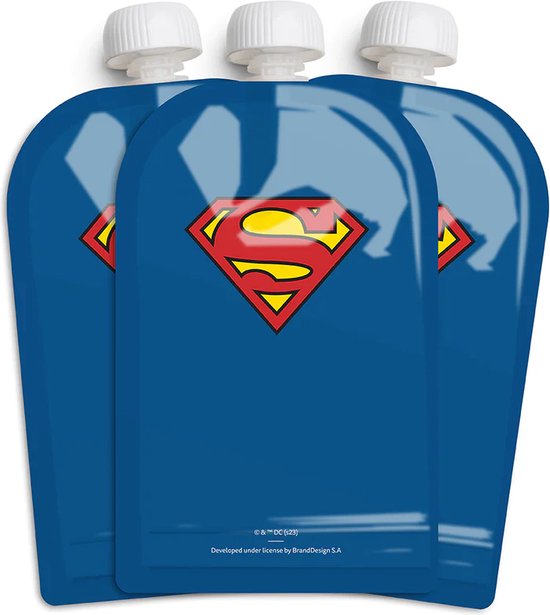 3-Pack Reusable Food pouches - Superman | bol