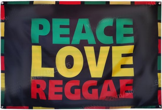 Peace Love Reggae vlag 150 x 90 CM - Banner - Spandoek - Jamaica ...