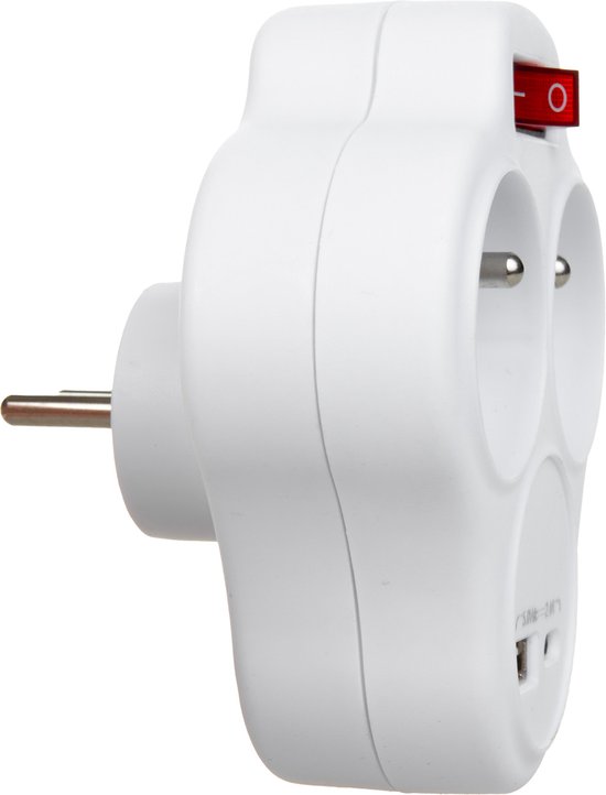 Maclean - stopcontact splitter met 2 stopcontacten en USB A/C 2,4A ...