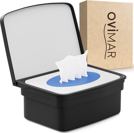 Vochtige doekjes, doos met deksel, in elegant zwart gepoedercoat ...