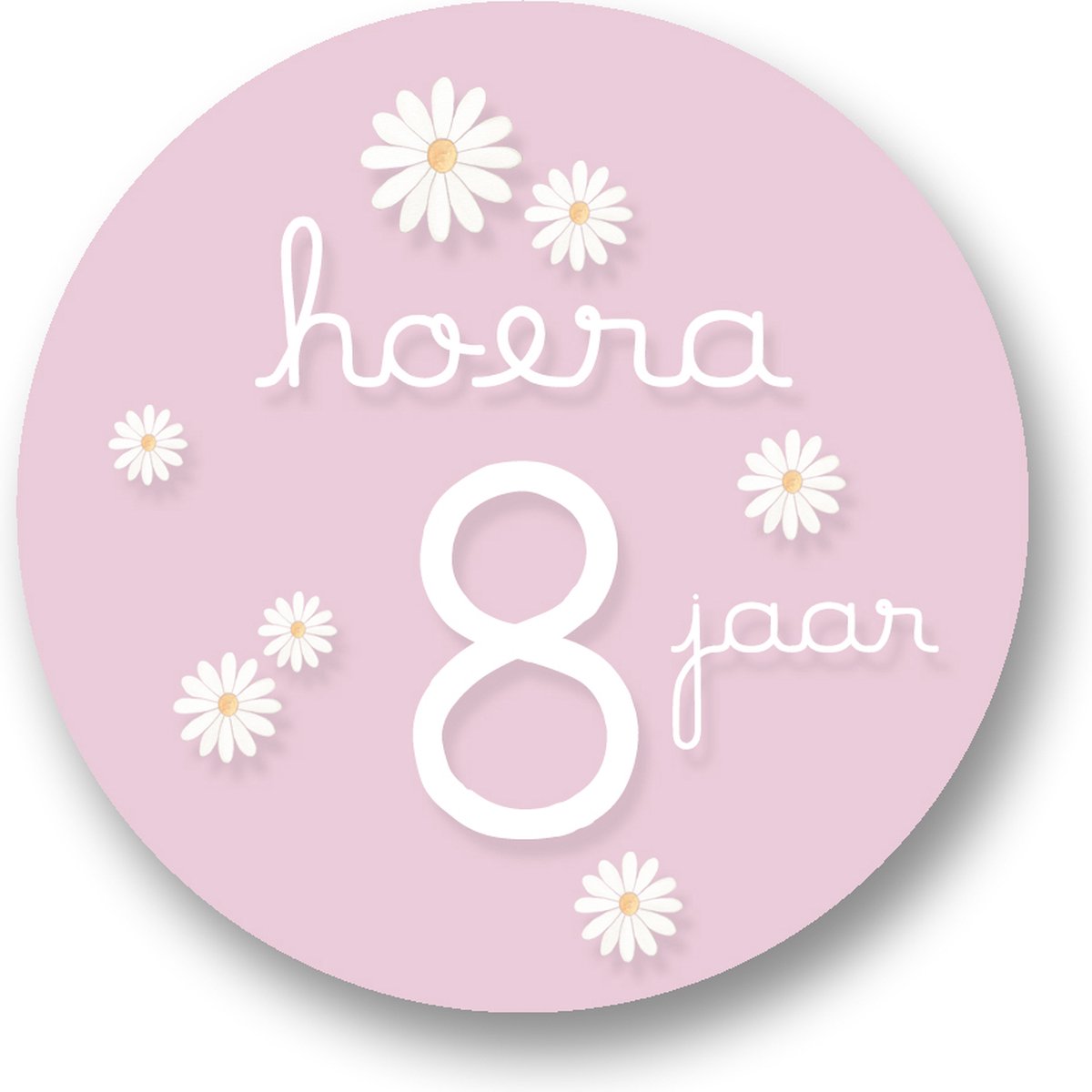 Traktatie Stickers - Hoera 8 jaar - Madeliefjes - Sluitstickers ...