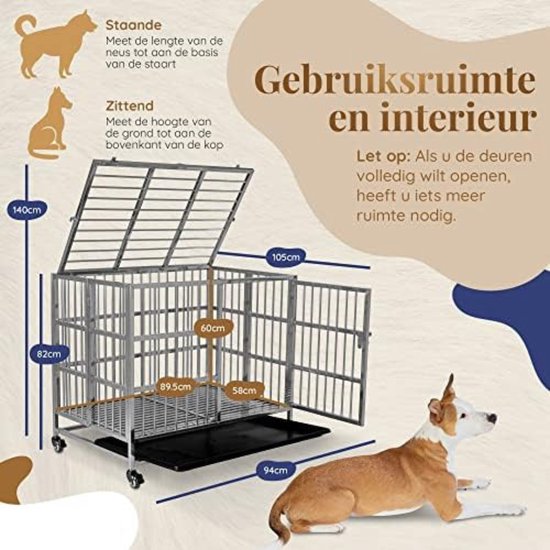 Bench Voor Honden - Hondenbench Xl - Hondenkooi - Zilver | bol