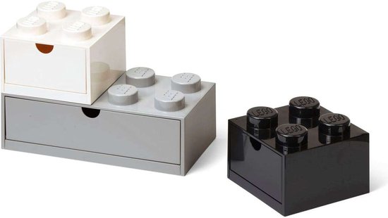 Opbergbox Bureaulade Brick Monochrome, Set van 3 Stuks - LEGO | bol