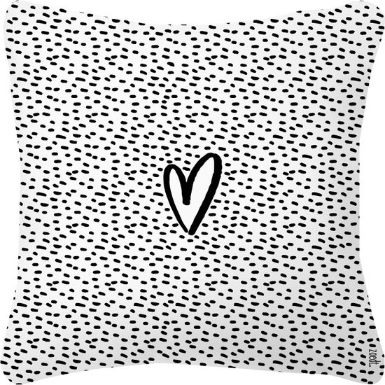 Zoedt buitenkussen - zwart wit met hartje - stippen patroon - 40x40 cm ...