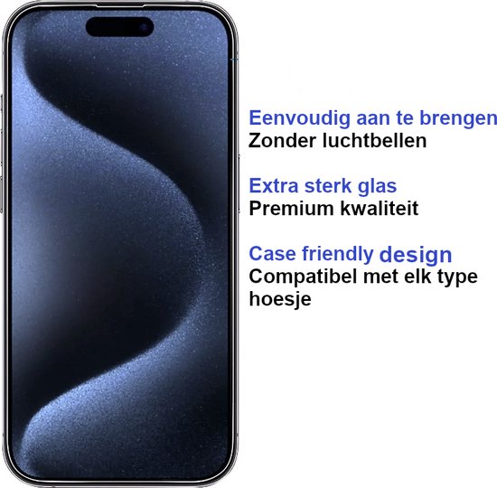 Premium Screenprotector Geschikt Voor iPhone 15 Pro Max - Gehard Glas - 2 Stuks | bol