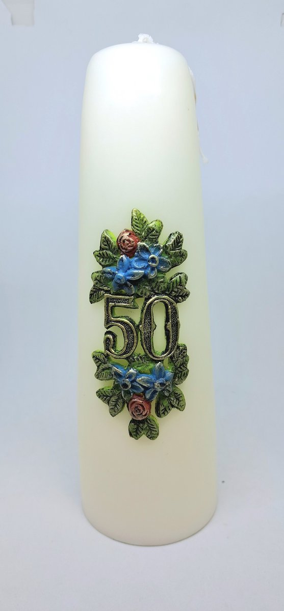 kaars-50-jaar-240x80mm-leeftijdskaars-leeftijd-jubileumkaars-jubileum-dompelkaars-kaars... | bol