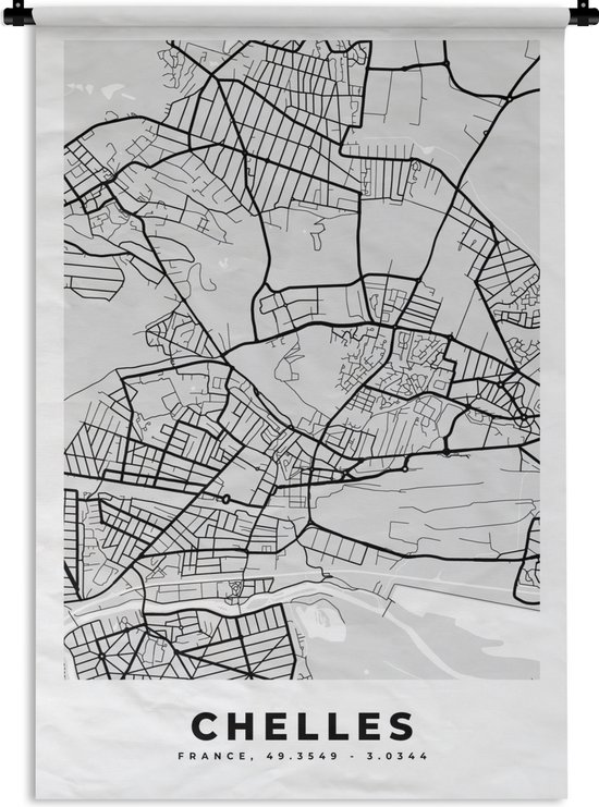 Wandkleed - Wanddoek - Kaart - Stadskaart - Frankrijk - Chelles ...