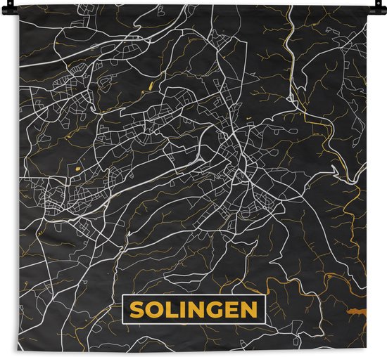 Wandkleed - Wanddoek - Solingen - Goud - Stadskaart - Plattegrond ...