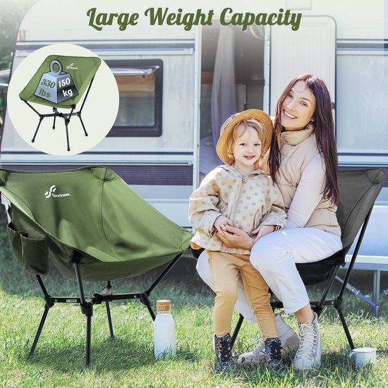 Opvouwbare campingstoel, verhoging hoogte en breedte, licht, draagbaar ...