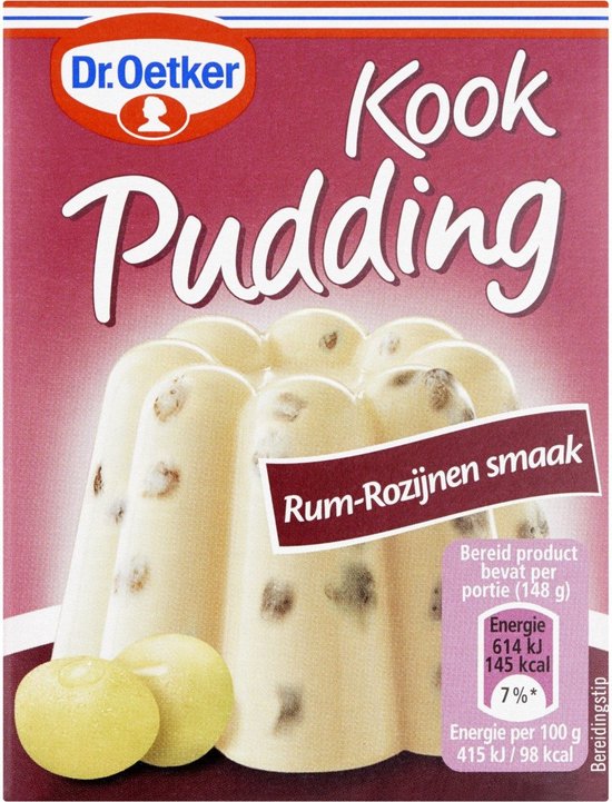 Dr. Oetker Kookpudding rum-rozijnen 12 pakjes x 93 gram | bol