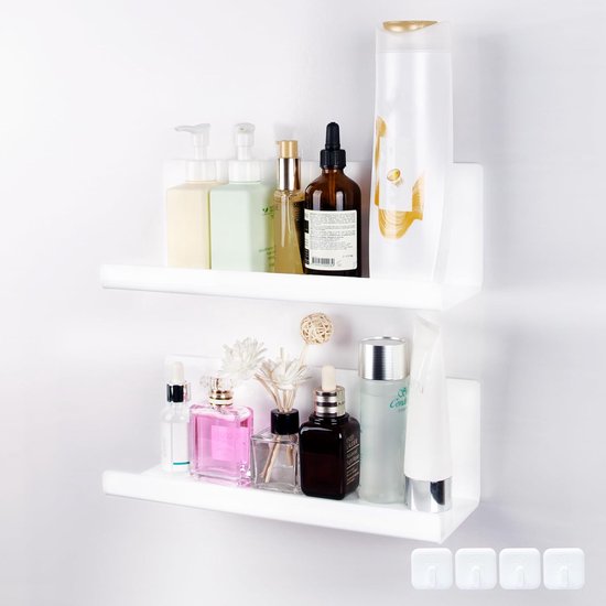 Zwevende wandplanken van acryl, 2 stuks zwevende boekenkast, zonder ...