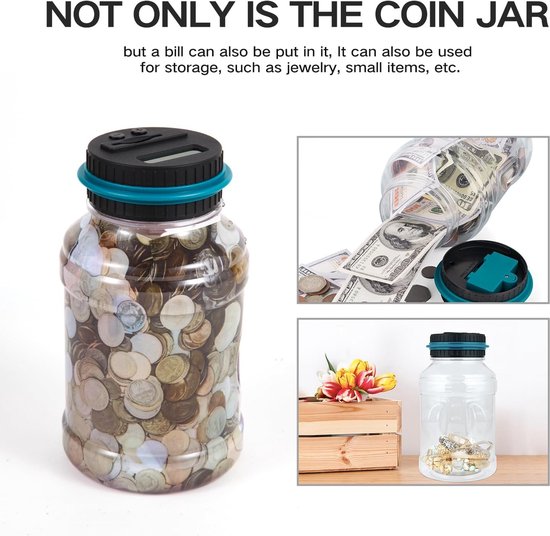 BOTC Digitale Spaarpot - Met Munten Teller - Jongens en meisjes - Cadeau - Transparant | bol