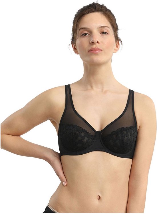 DIM Generous - BH met beugel en borduurwerk - lingerie dames zwart Maat 75B | bol