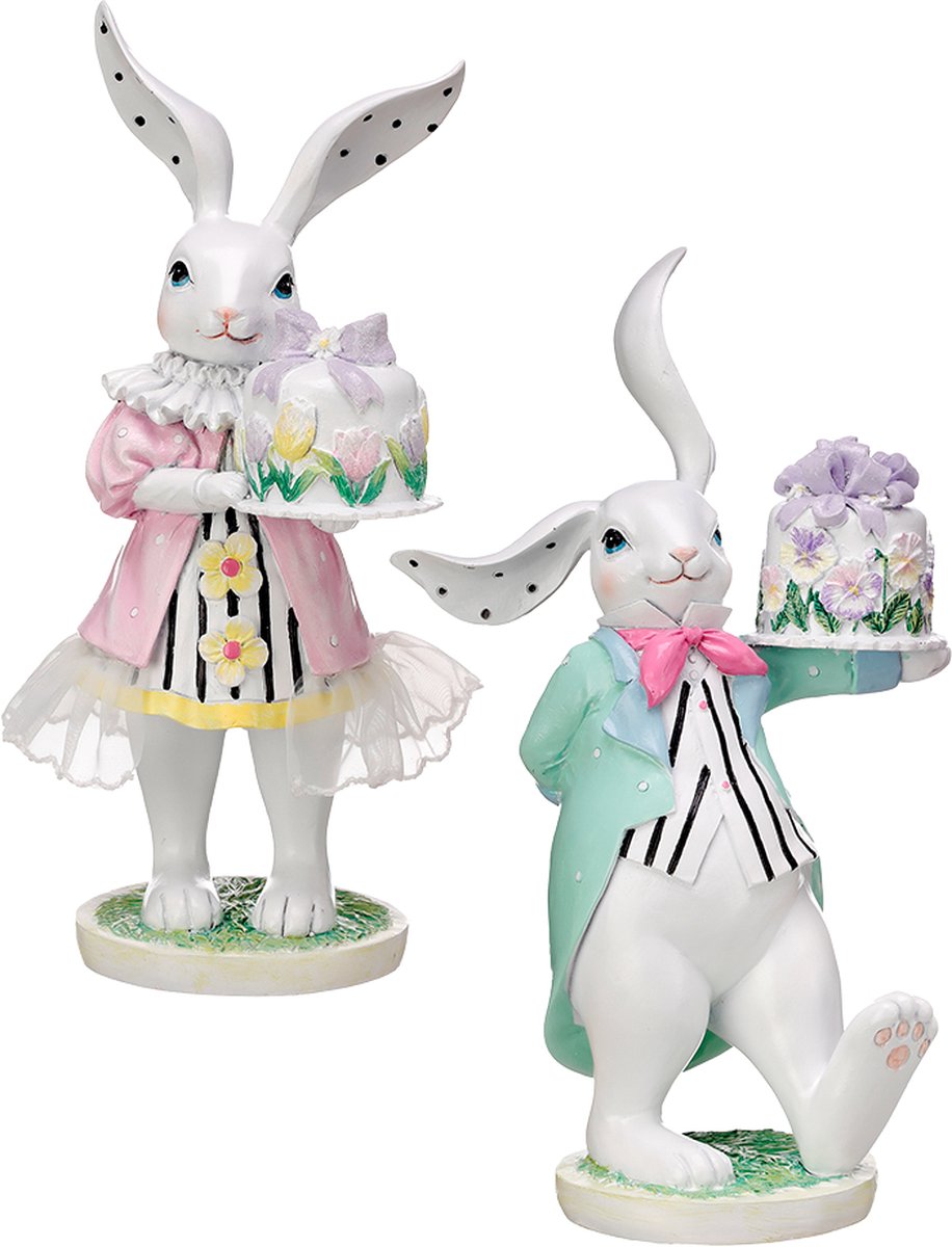 Viv! Christmas Paasdecoratie - High Tea Paashazen met Taart - set van 2 ...
