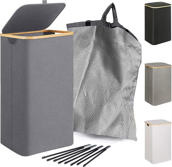 Opvouwbare wasmand met deksel - Grote wasmand voor slaapkamer en badkamer - Afneembare... | bol