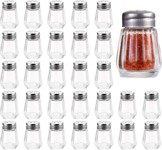 30 Pack Mini Spice Shakers, Kleine Zout Peper Glas Shaker met Mesh Top ...