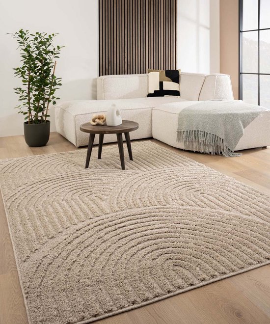 Scandinavisch vloerkleed - Arc Curve beige 160x230 cm | bol