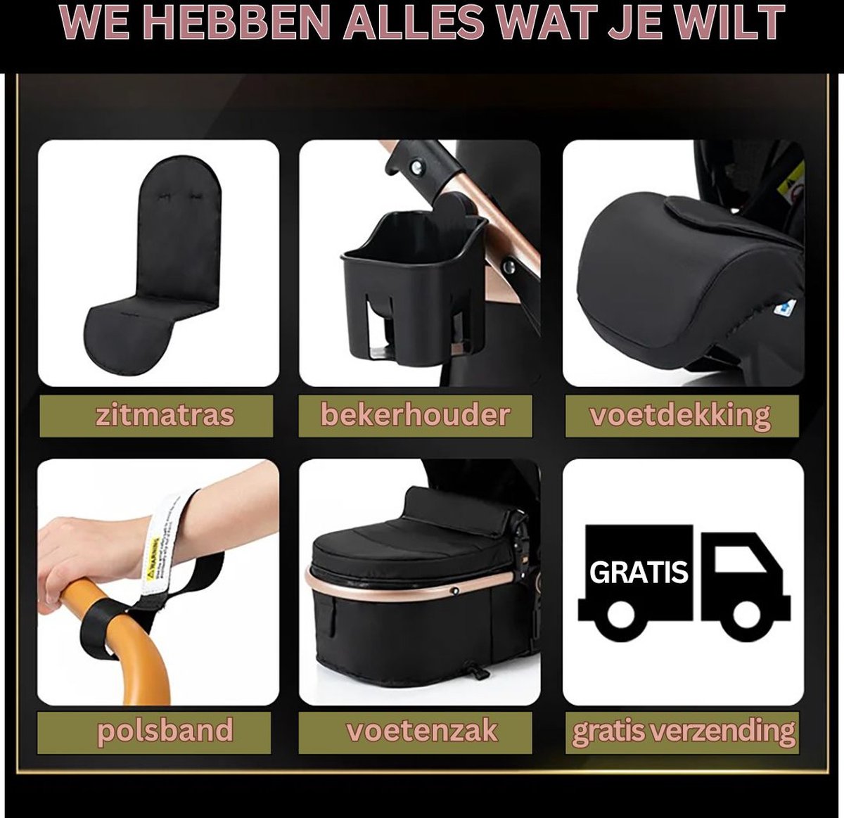 Luxe Kinderwagen 3 in 1 - Wandelwagen Baby - Kinderwagen Inclusief ...