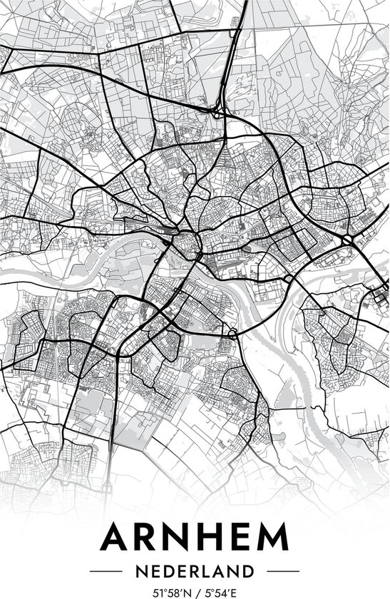 Arnhem Poster Wit | Arnhem Map | Kaart van Arnhem | Stadposter ...