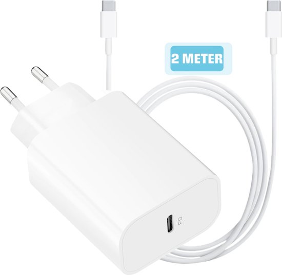 20W USB C Power Oplader met USB C naar C Kabel - 2 Meter - Snellader ...