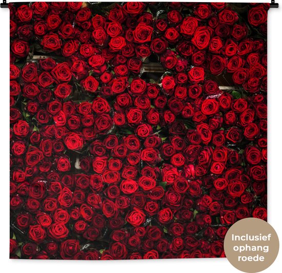 Wandkleed - Wanddoek - Bloemen - Rozen - Rood - 150x150 cm - Wandtapijt ...