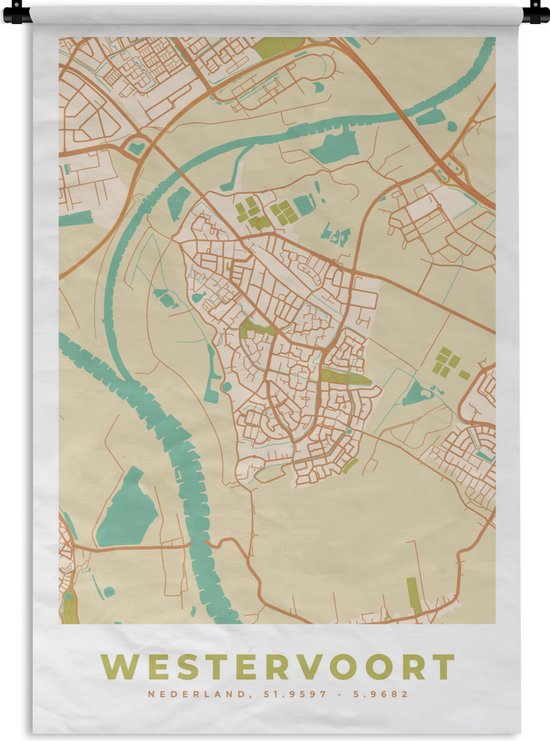 Wandkleed - Wanddoek - Plattegrond - Kaart - Westervoort - Stadskaart ...