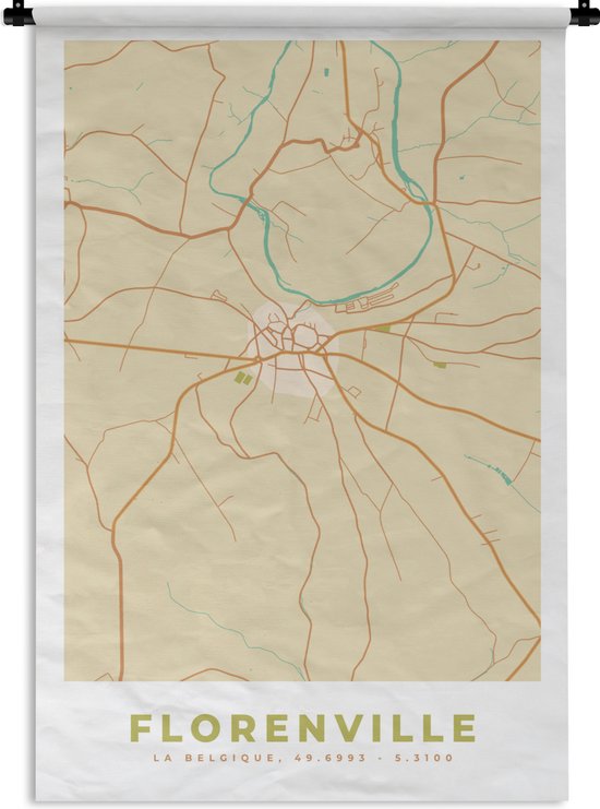 Wandkleed - Wanddoek - Stadskaart - Florenville - Vintage - Kaart ...