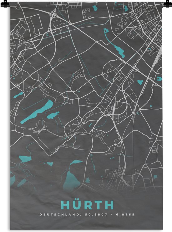 Wandkleed - Wanddoek - Stadskaart – Hürth – Duitsland – Plattegrond ...