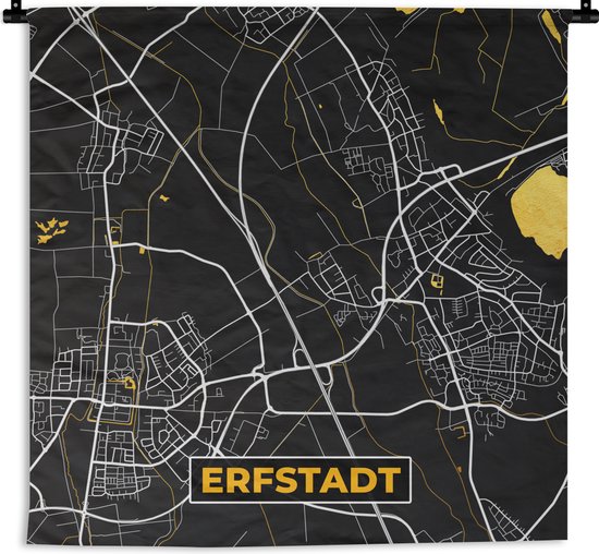 Wandkleed - Wanddoek - Black and Gold – Stadskaart – Erfstadt ...
