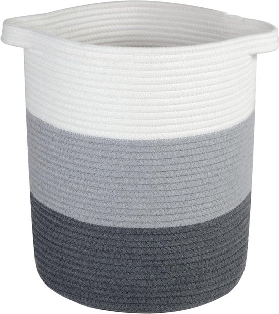 Katoenen mand, 32 x 32 x 38 cm, grote geweven opbergmand met handgrepen voor... | bol