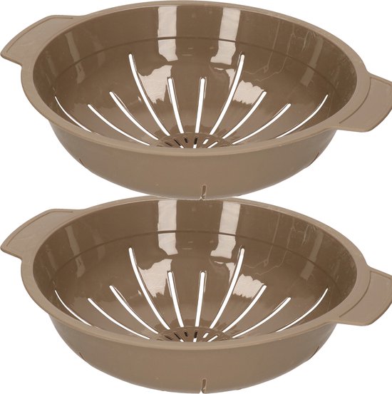 2x stuks stevig Kunststof vergiet in het taupe 30 x 25 x 8 cm - Plastic ...