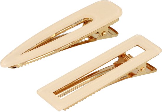 Haarspeld Duckklem Open Vorm Effen Goud Creme 2 Stuks Haarklemmen ...